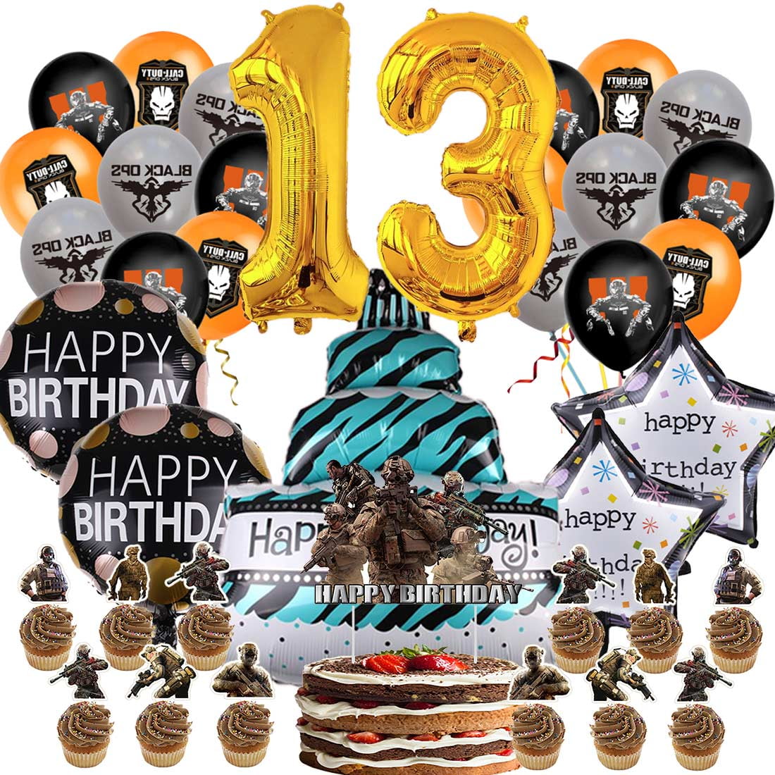 Call Of Duty Party Supplies 13th Decor Kit Balloons Birthday Cake ...