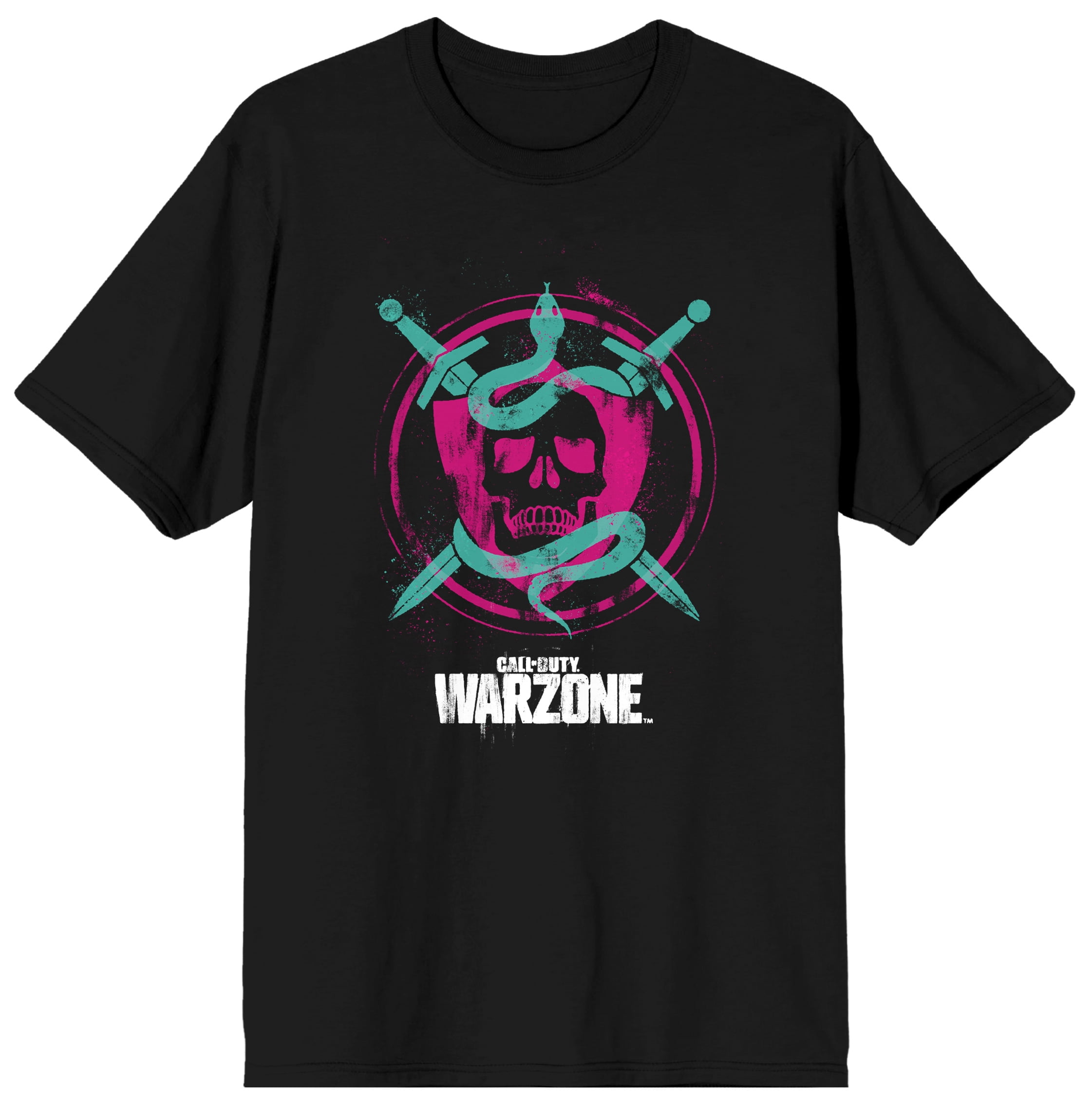Call Of Duty Warzone Neon Skull And Swords Logo Men's Black Tshirt-XS ...