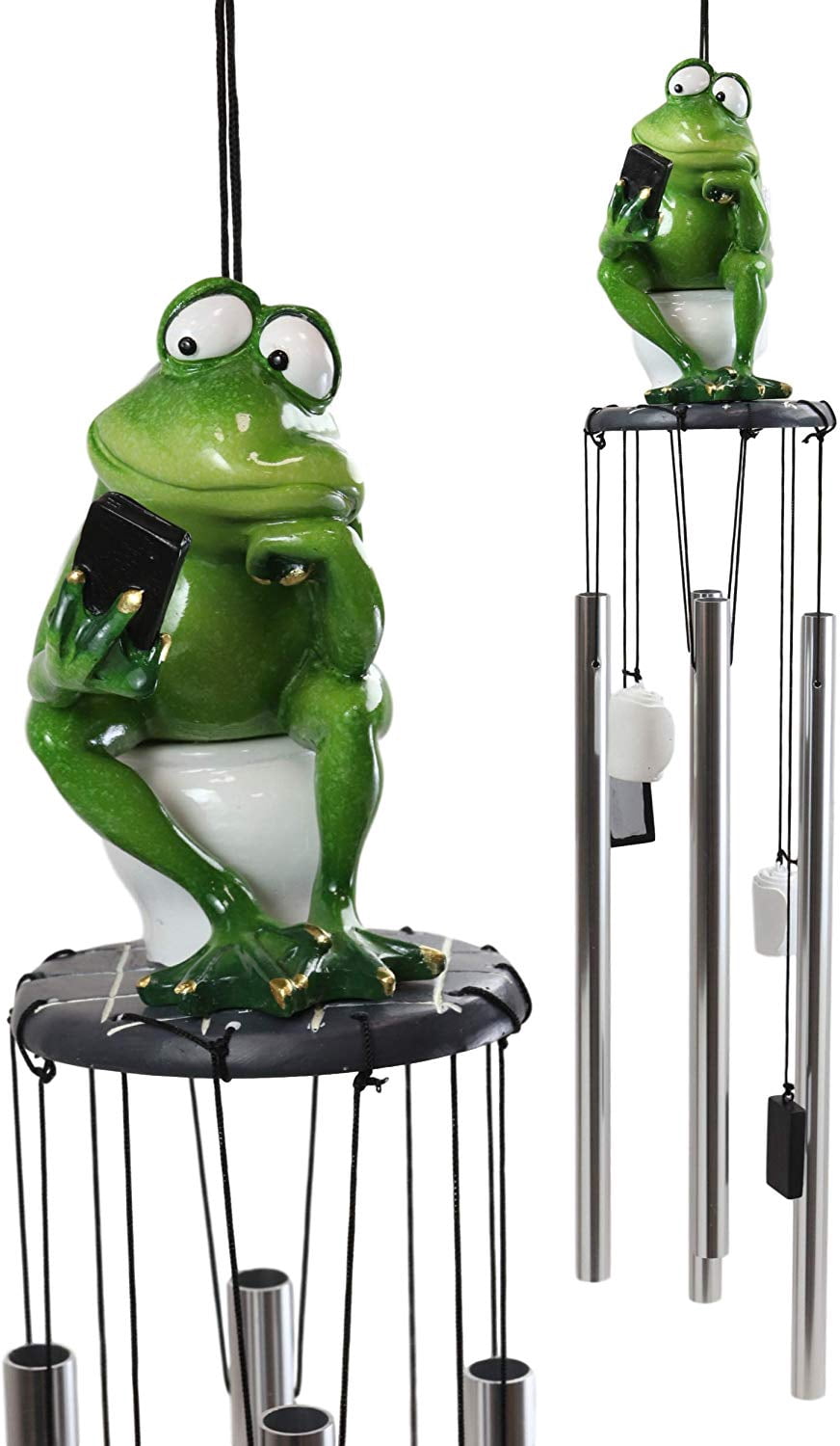 Call Of Nature Frog On Toilet Seat Browsing Smartphone Cell Phone Wind ...