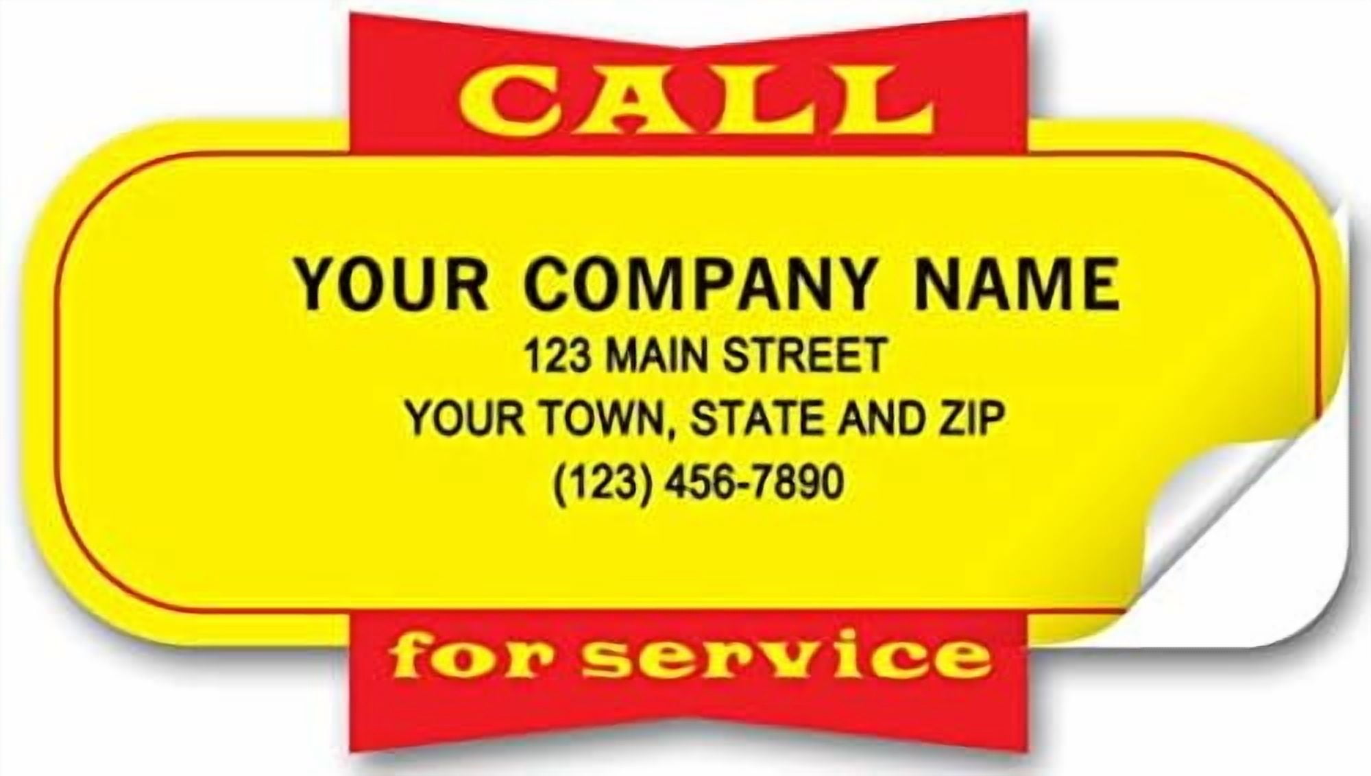 Call for Service Label Sticker, 3.5” x 1.875” - Personalized (250 ...