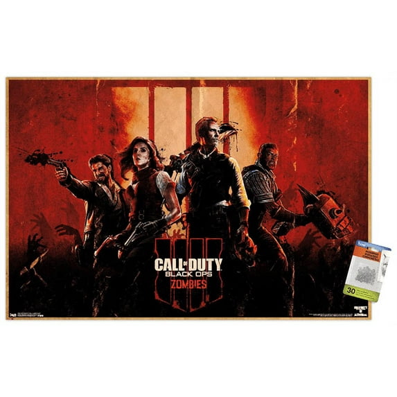 Call of Duty: Black Ops 4 - Zombie Key Art Wall Poster with Push Pins ...