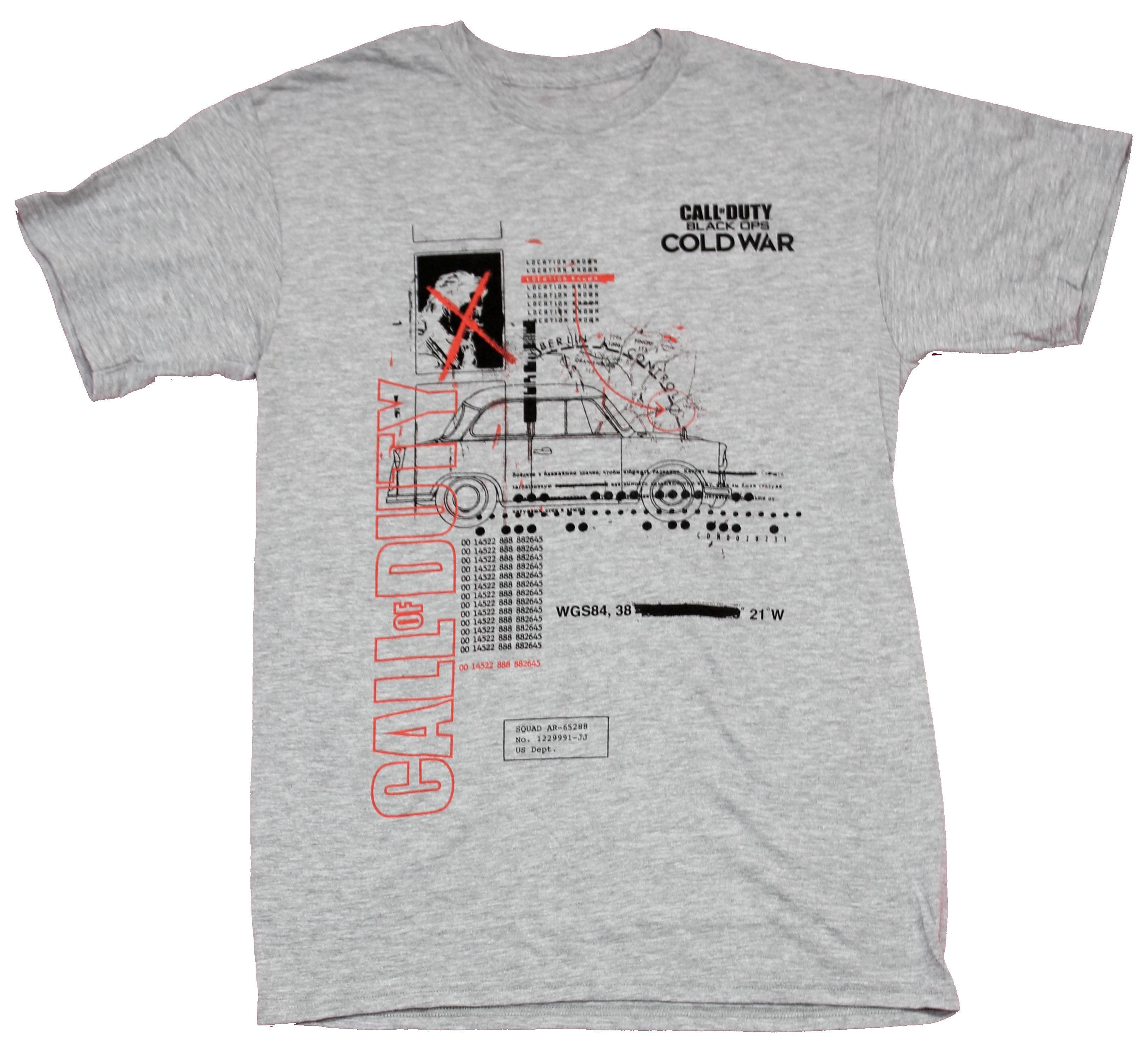 Call of Duty Cold War Mens T-Shirt - Car Code & Map Image (Small ...