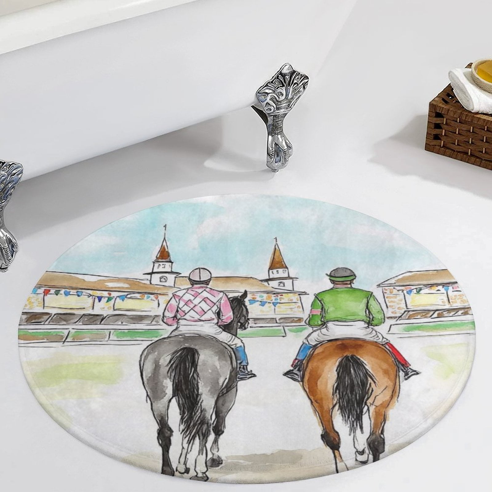Call to Post Horse Race Derby-2 Area Round Carpet Living Room Bedroom ...