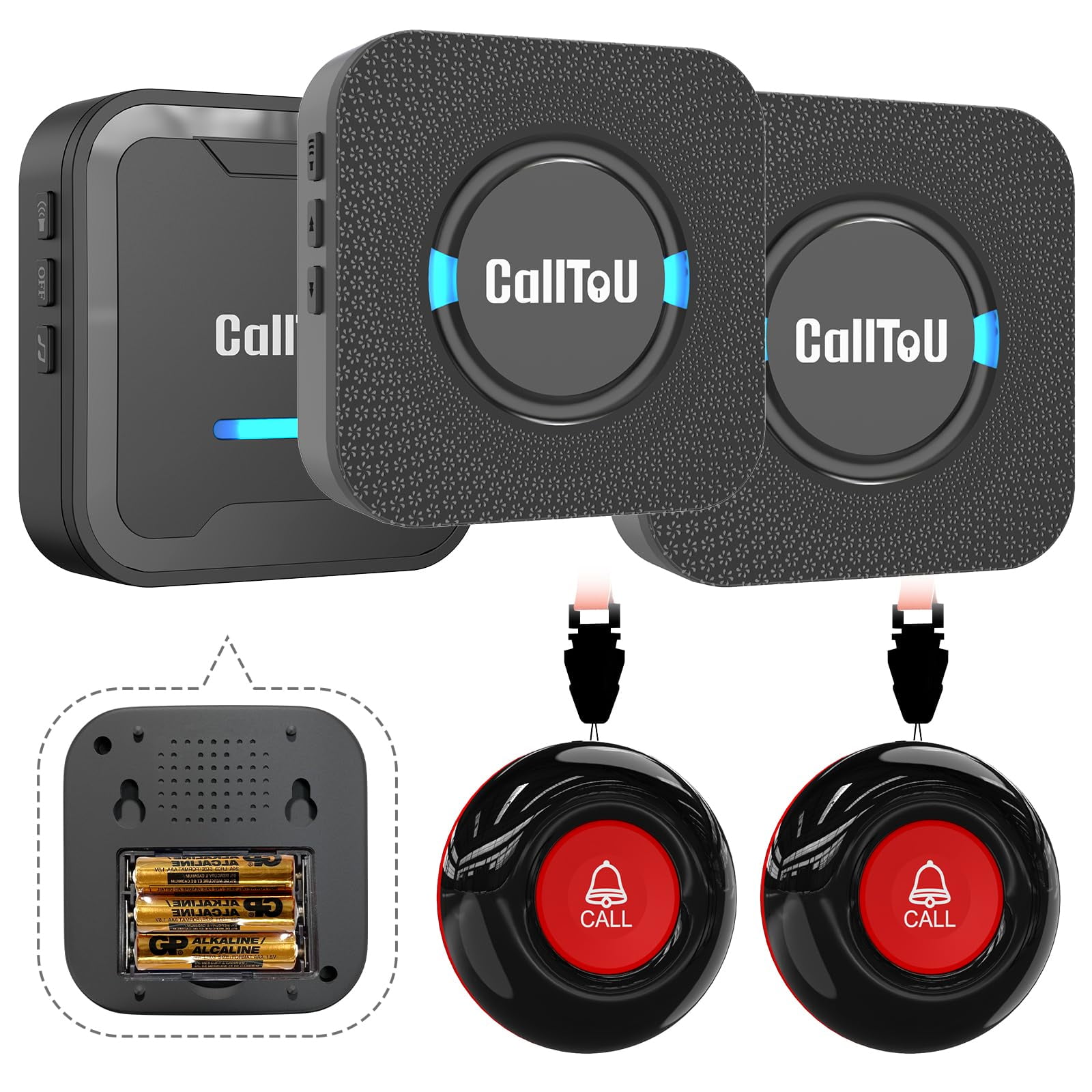 CallToU Caregiver Pager System with 3 Receivers & 3 SOS Call Buttons ...