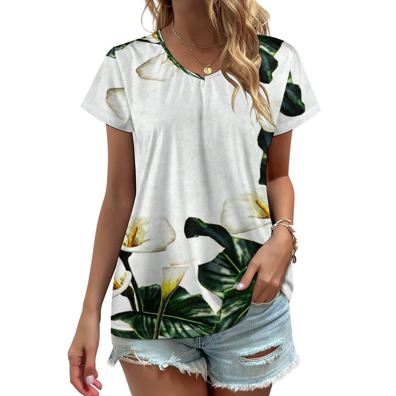 Calla Lilies Women's Blouse Short Sleeve Women's Top T-Shirt Spring Summer Clothes - Walmart.com