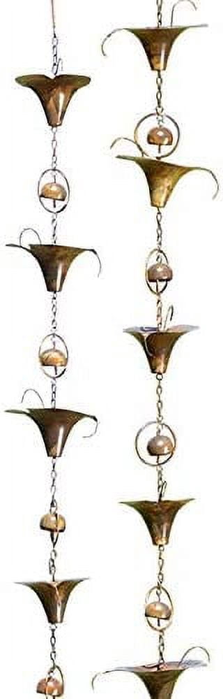 Calla Lilies and Bells Rain Chains, Flamed Copper Colored, Set of 2 (2 ...
