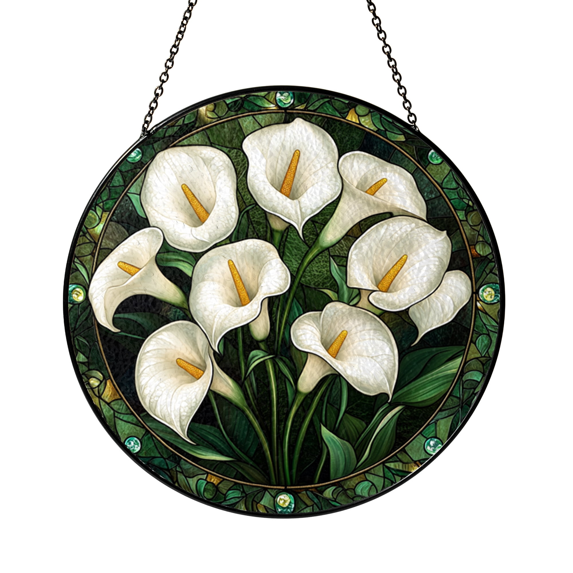 Calla Lily Floral Metal Wall Sign, Stained Glass Style Decorative ...