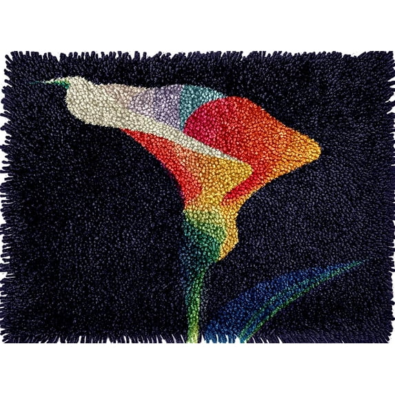 Calla Lily Flower Colorful Latch Hook Rug kits Pre-printed Crochet Yarn ...