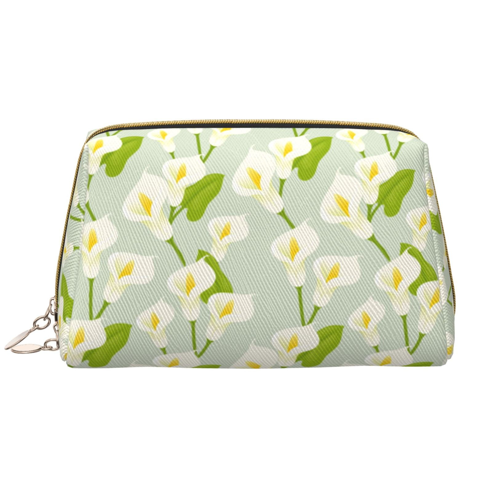 Calla Lily Flowers Light Green Makeup Bag, Large Capacity Cosmetic Bag ...