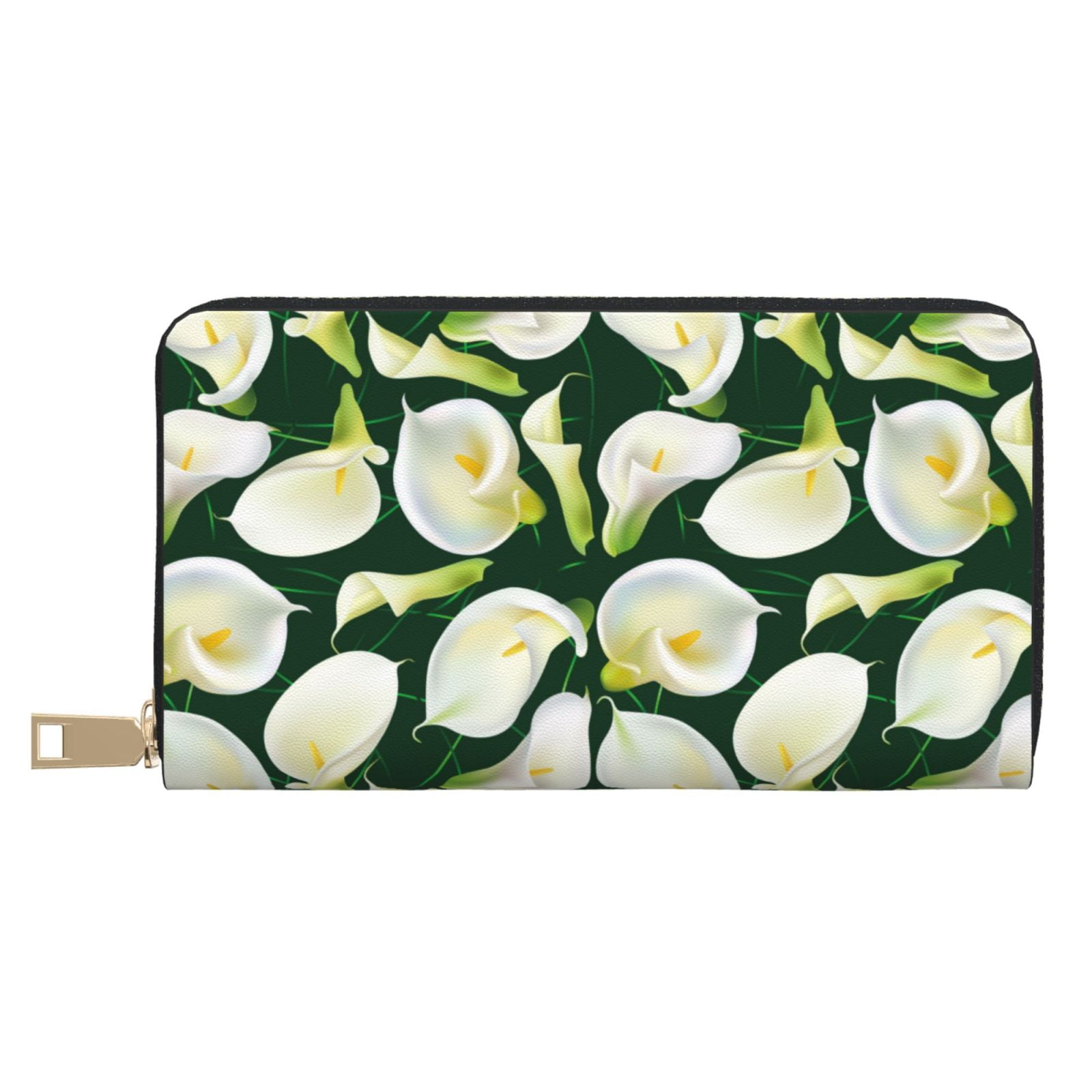 Calla Lily Flowers Petal Wallet Women, Leather Bifold Multi Card Wallet ...