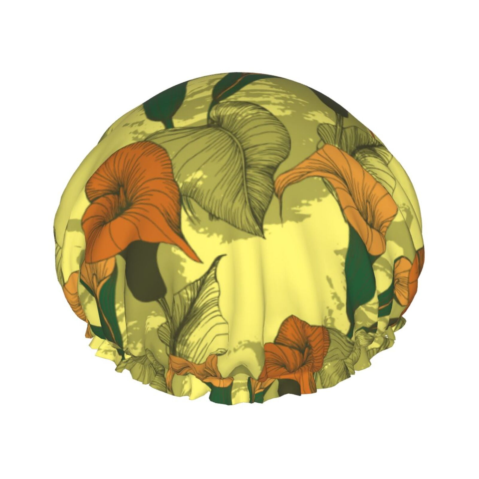 Calla Lily Flowers Yellow Shower Cap, Reusable Bath Hair Hat for all ...