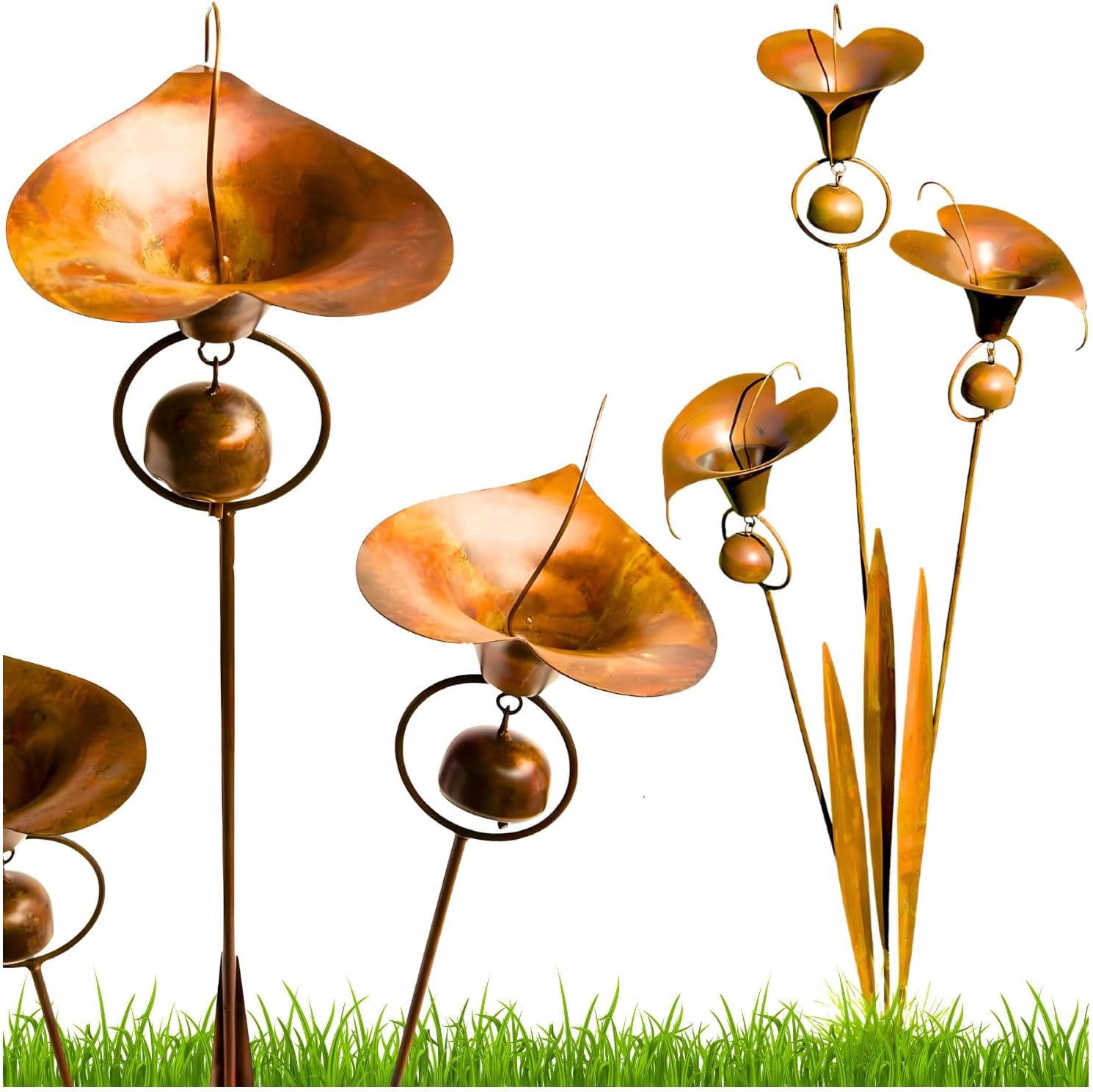 Calla Lily Garden Stake with Bells | Bronze Outdoor Lillies Flower ...