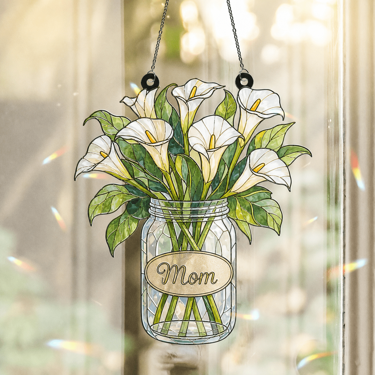 Calla Lily Holographic Acrylic Window Ornament, Rainbow Prism Mom ...