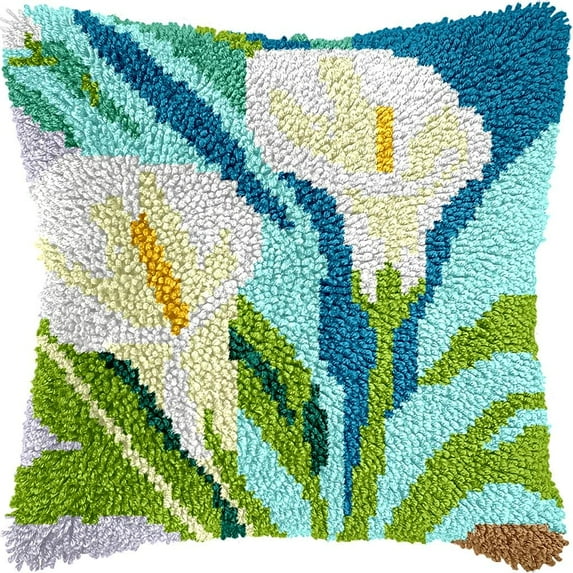 Calla Lily Latch Hook Pillow Cover Kits for DIY Handmade Throw Pillow ...