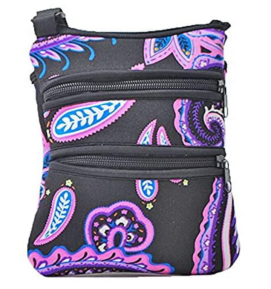 NuPouch Sling Hipster Cross Body Purse Women's Handbag, Purple Paisley ...