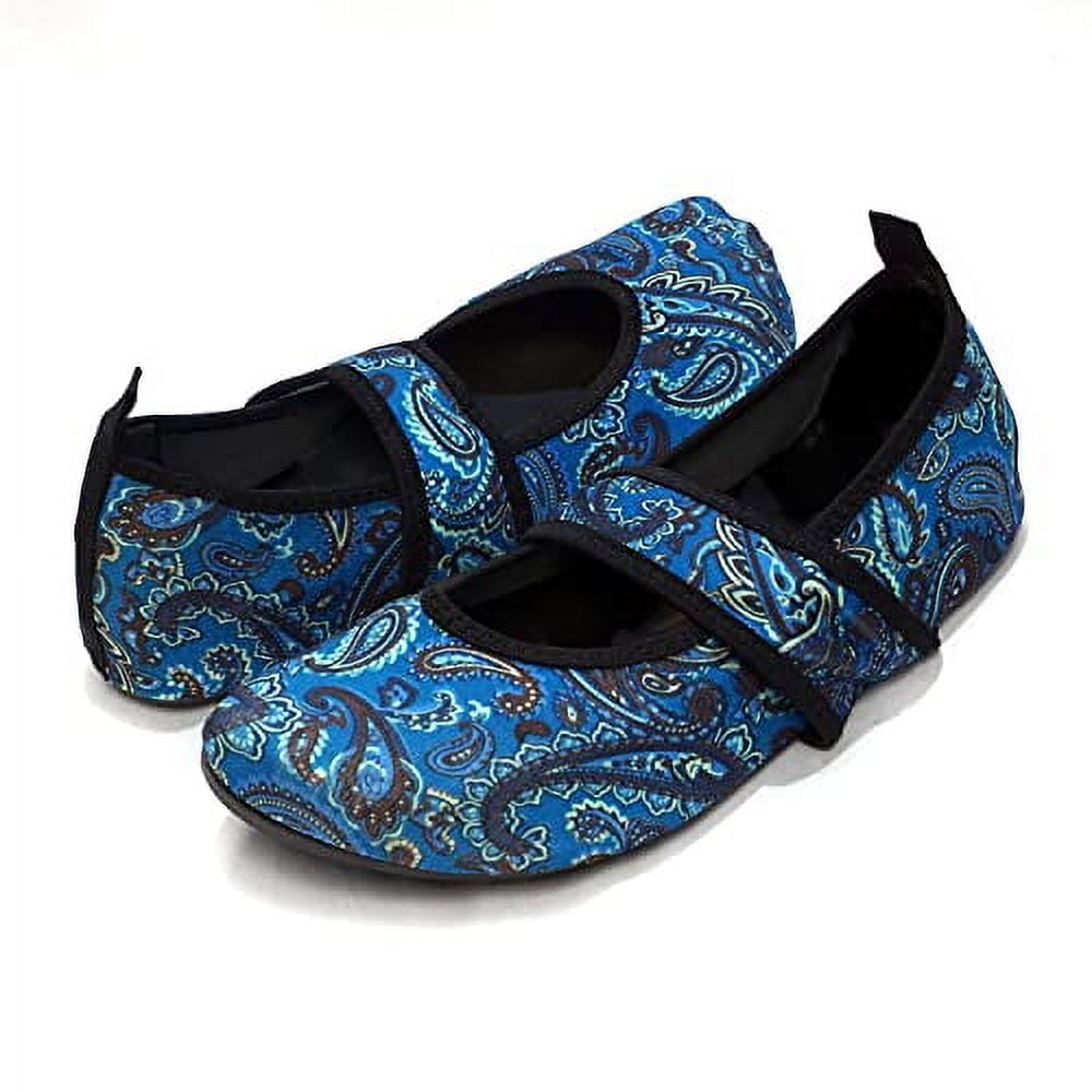 Nufoot Women's Futsoles Soft-Sided Shoes, Blue Paisley, Small - Walmart ...