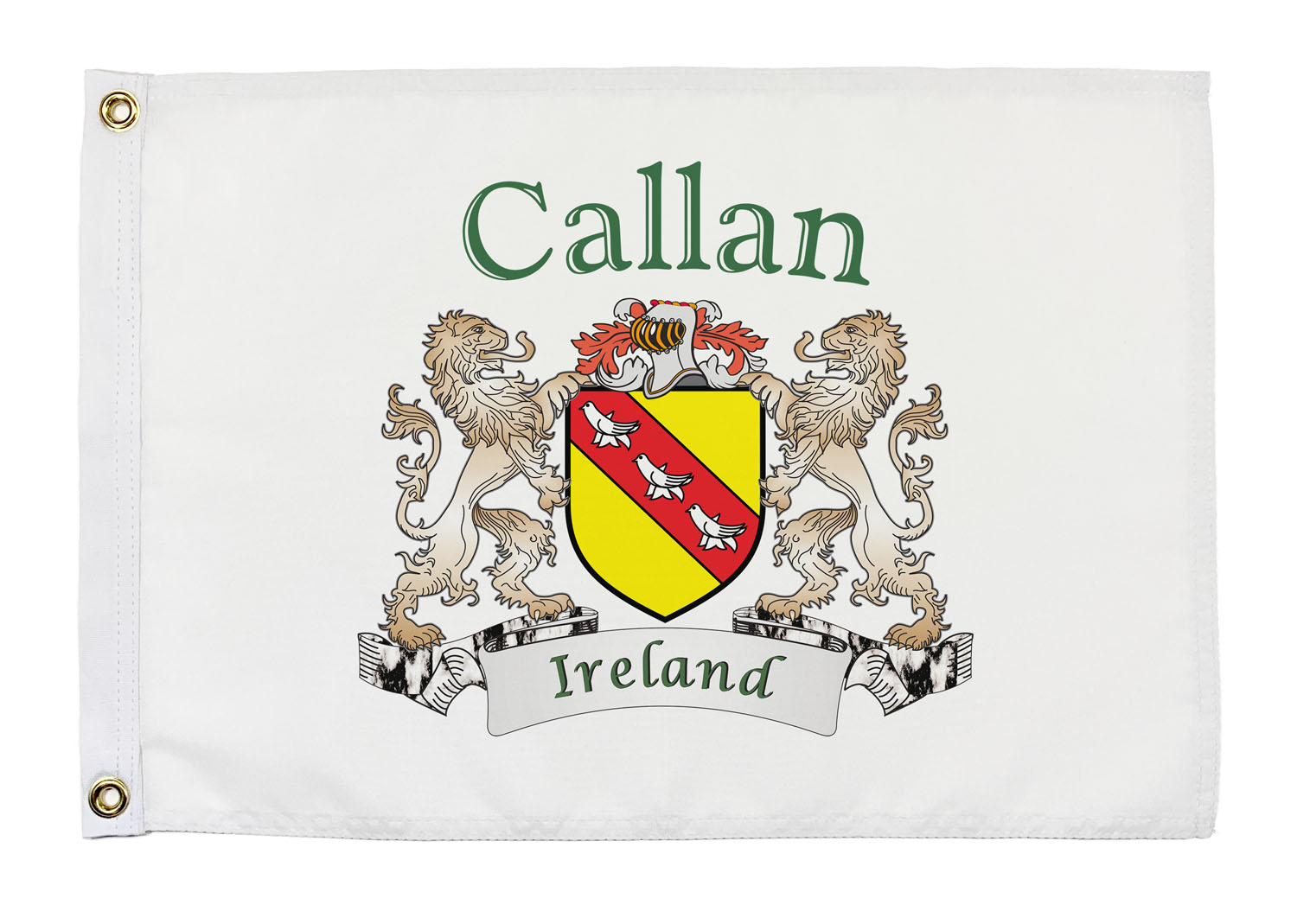 Callan Irish Coat of Arms Small White Flag - 16"x10.5" inches - Walmart.com