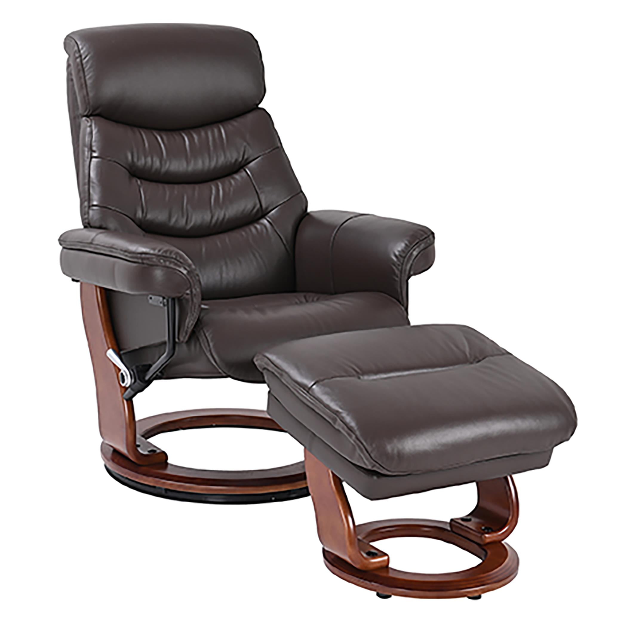Callano Leather Swivel Recliner with Storage Ottoman - Walmart.com