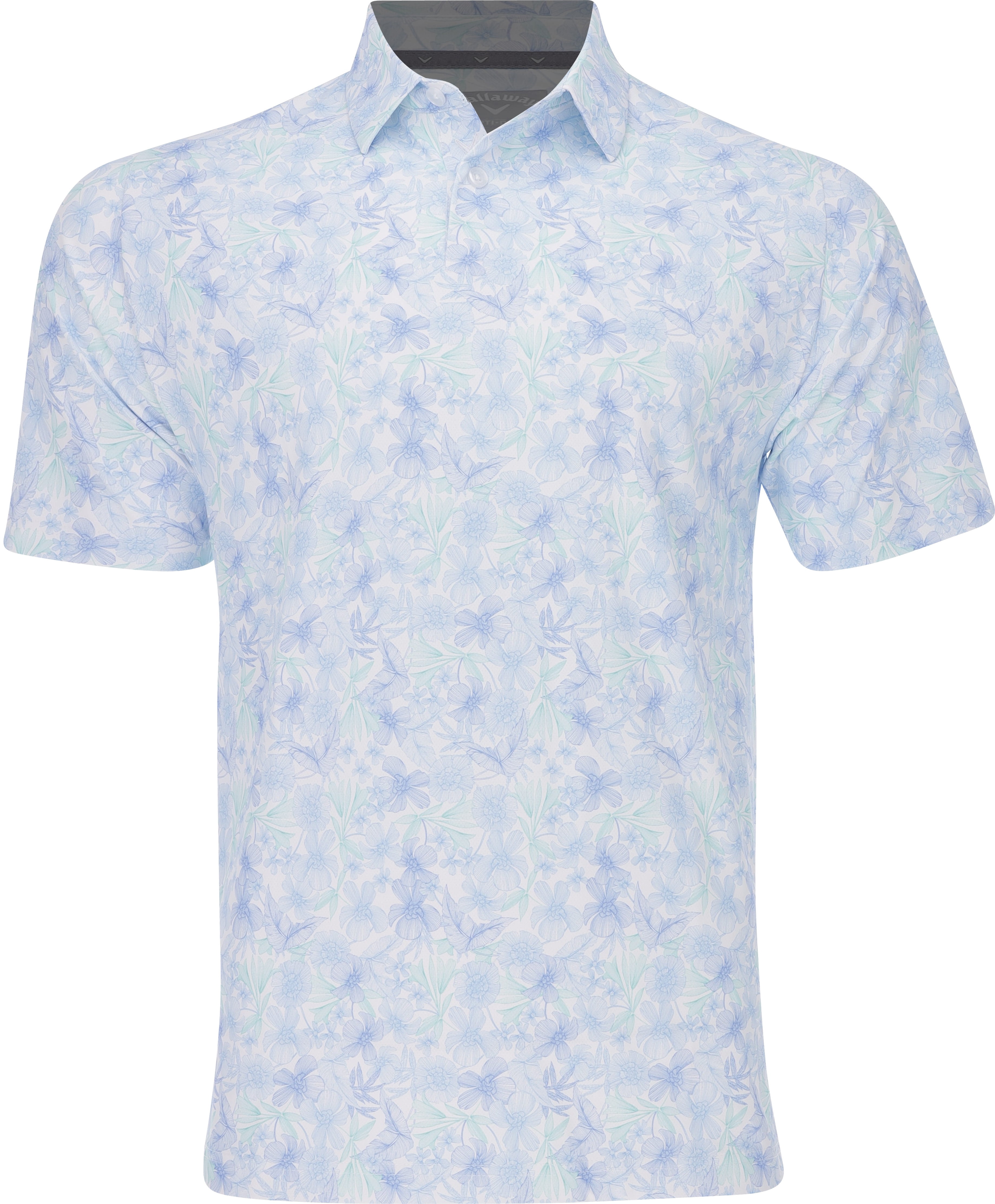 Callaway All-Over Outline Floral Print Bright White Shirt Men M ...