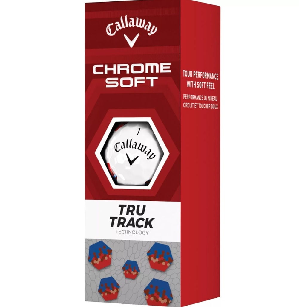 Callaway Chrome Soft Tru Track Golf Balls (White/Red/Blue, 3pk) 1 Sleeve 2023 NEW - Walmart.com