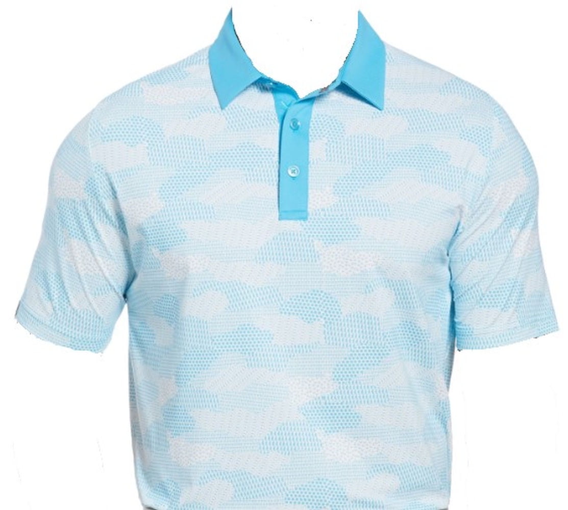 Callaway ECO Polo Shirt (Cluster Print, River Blue, Large) Golf NEW ...