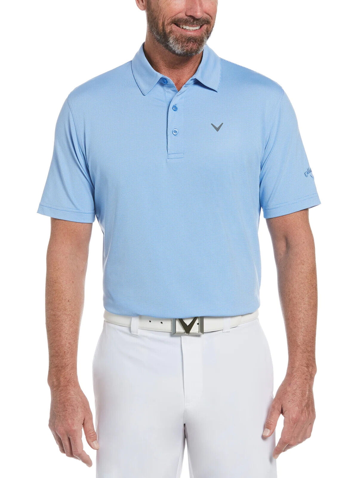 Callaway Men's Fine Line Stripe Golf Polo Shirt, Opti Dri Short Sleeve ...