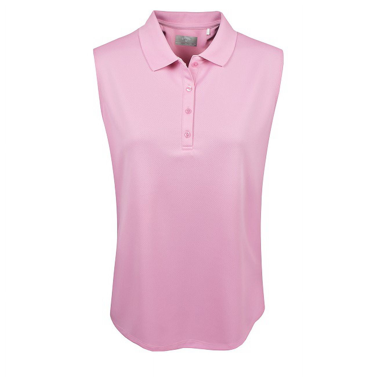 Callaway Golf Ladies Essential Sleeveless Solid Knit Polo Pink Nectar ...