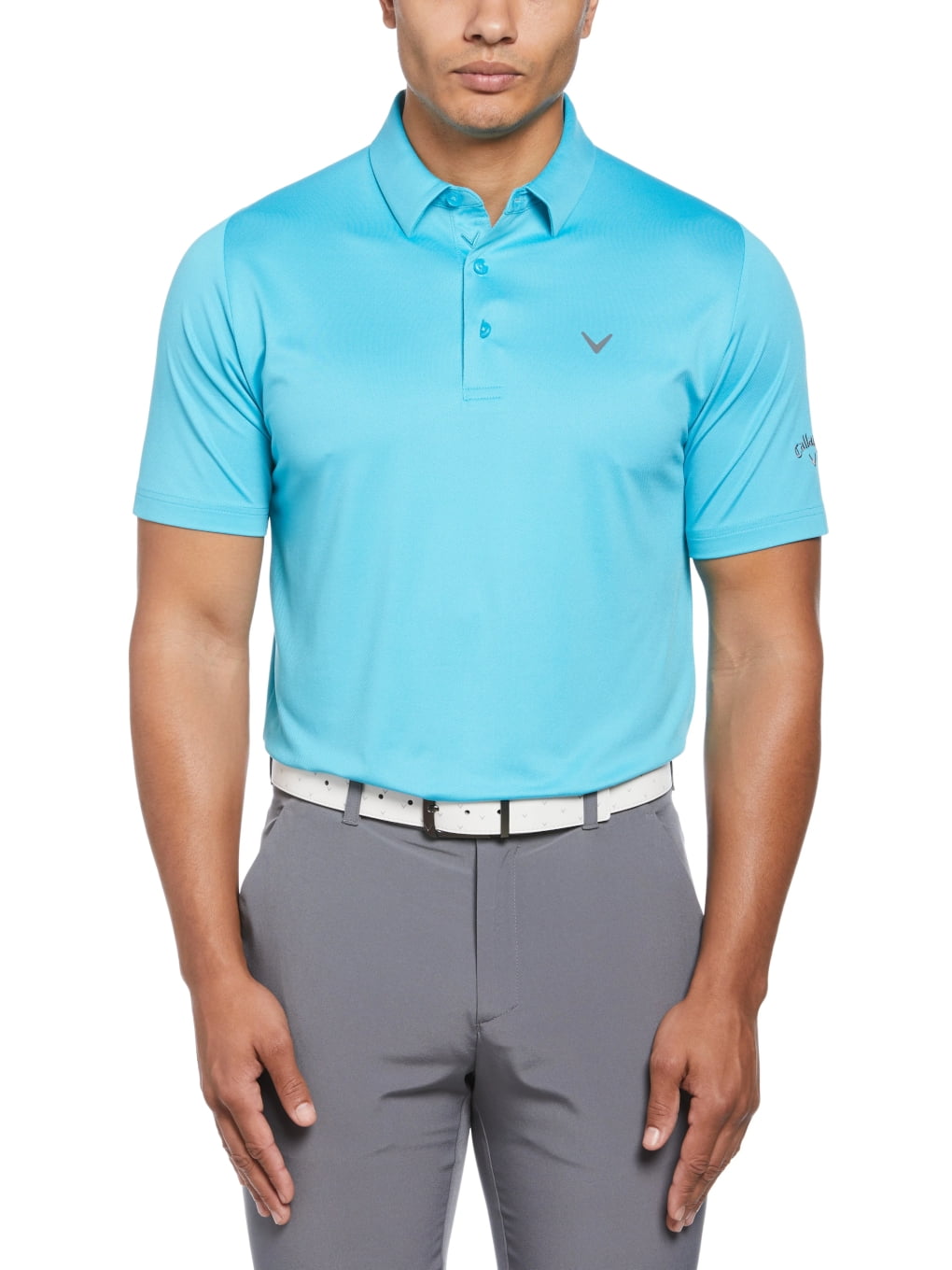 Callaway Men's Micro Hex Golf Performance Polo Shirt with Sun Protection, Solid Stretch Fabric ...