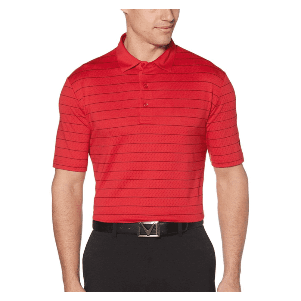 Callaway Men's, Ventilated Striped Golf Polo Shirt, Raspberry, L ...