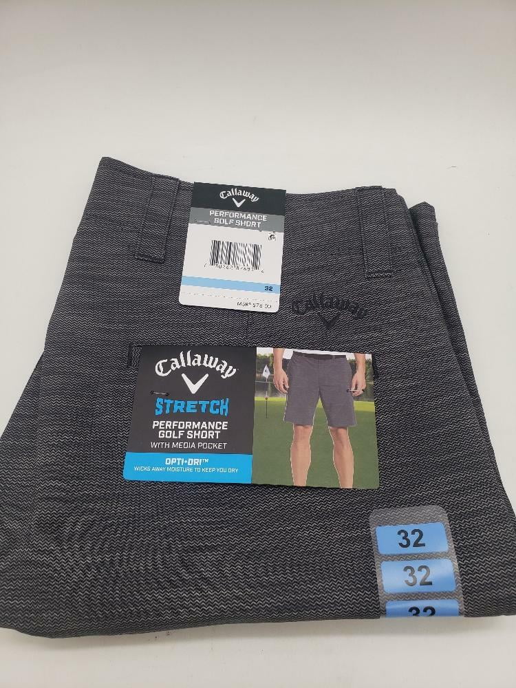 Callaway Stretch Performance Golf Short With Media Pocket (Caviar, 32 ...