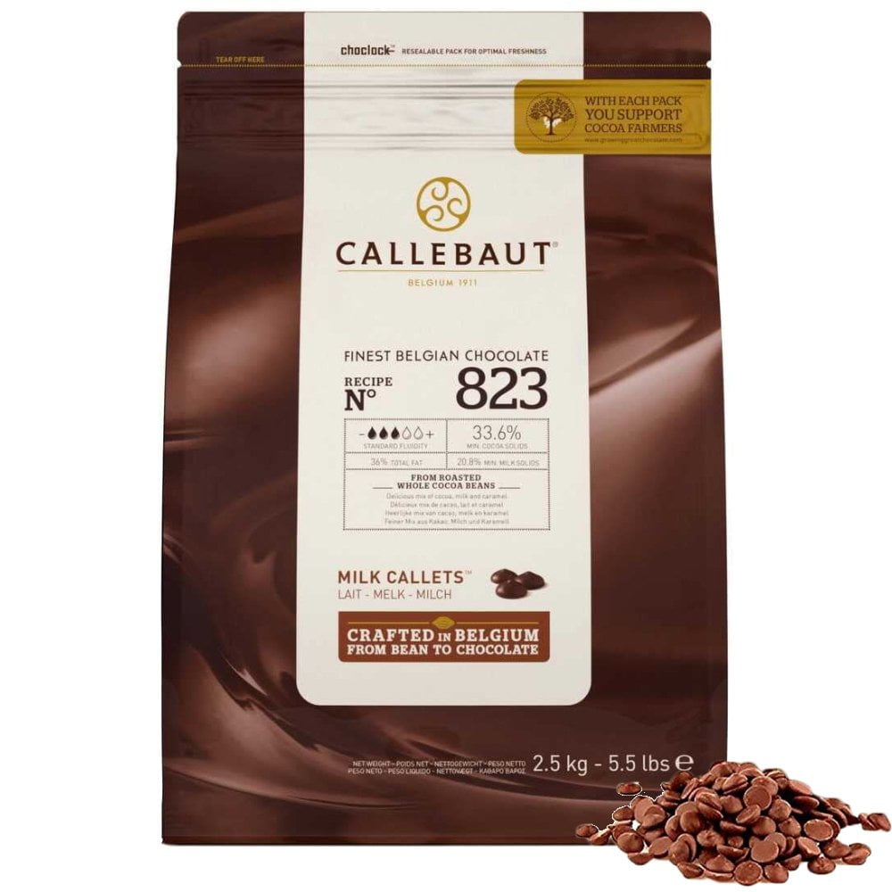 Callebaut Recipe No. 823 Milk Chocolate Callets, 33.6% Cacao, Caramel ...