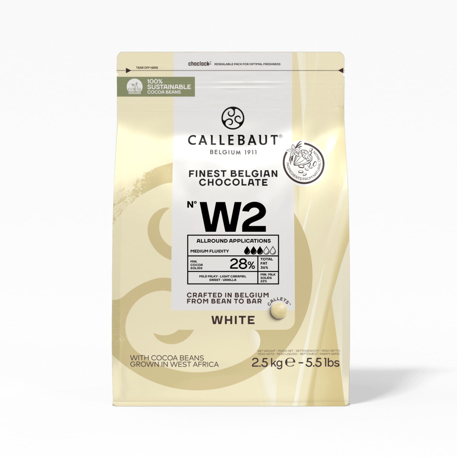 Callebaut W2 28% White Chocolate Callets – Premium 5.5 lb Baking ...