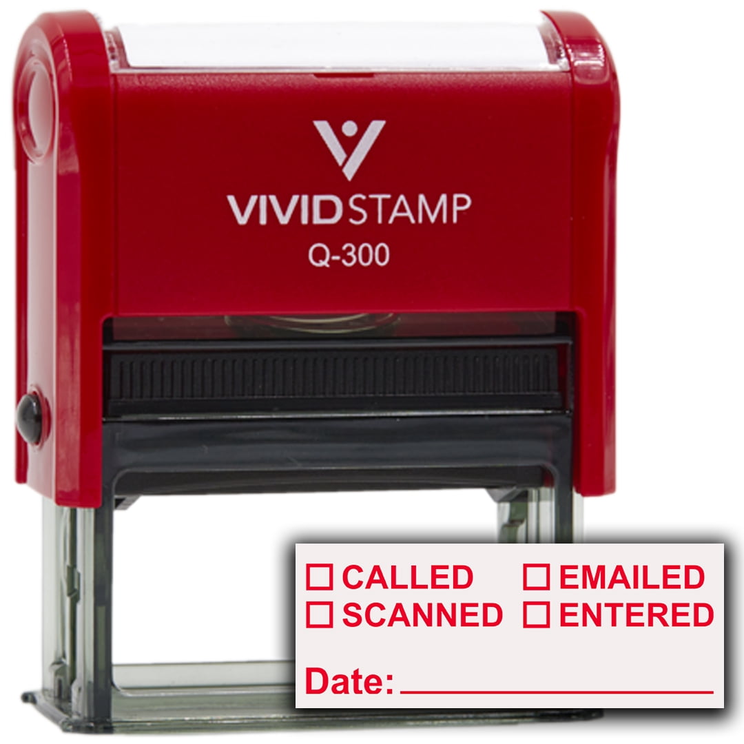 Vivid Stamp Self-Inking Office Rubber Stamp, Red Ink, 3/4 x 1-7/8, Date ...