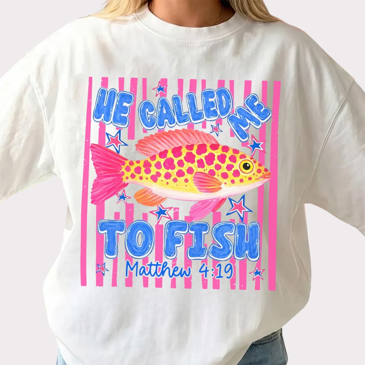 Called To Fish Christian Fishing Graphic Casual T-Shirt for Women ...