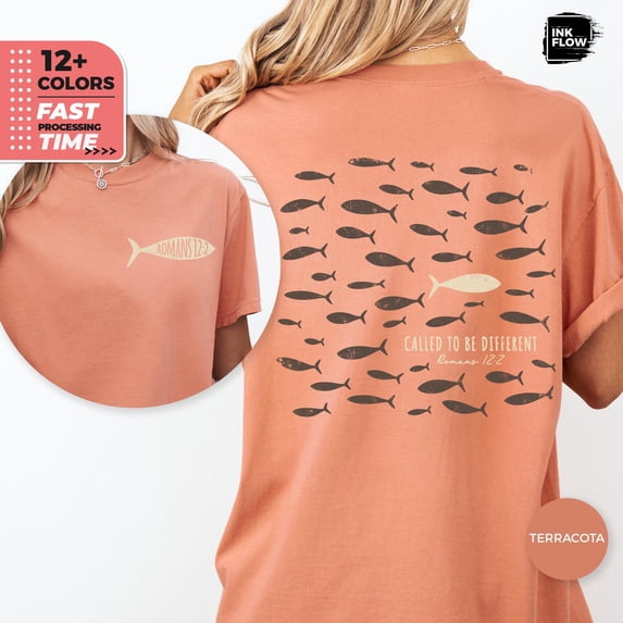 Called to Be Different T-Shirt – Romans 12:2 Christian Fish Design ...