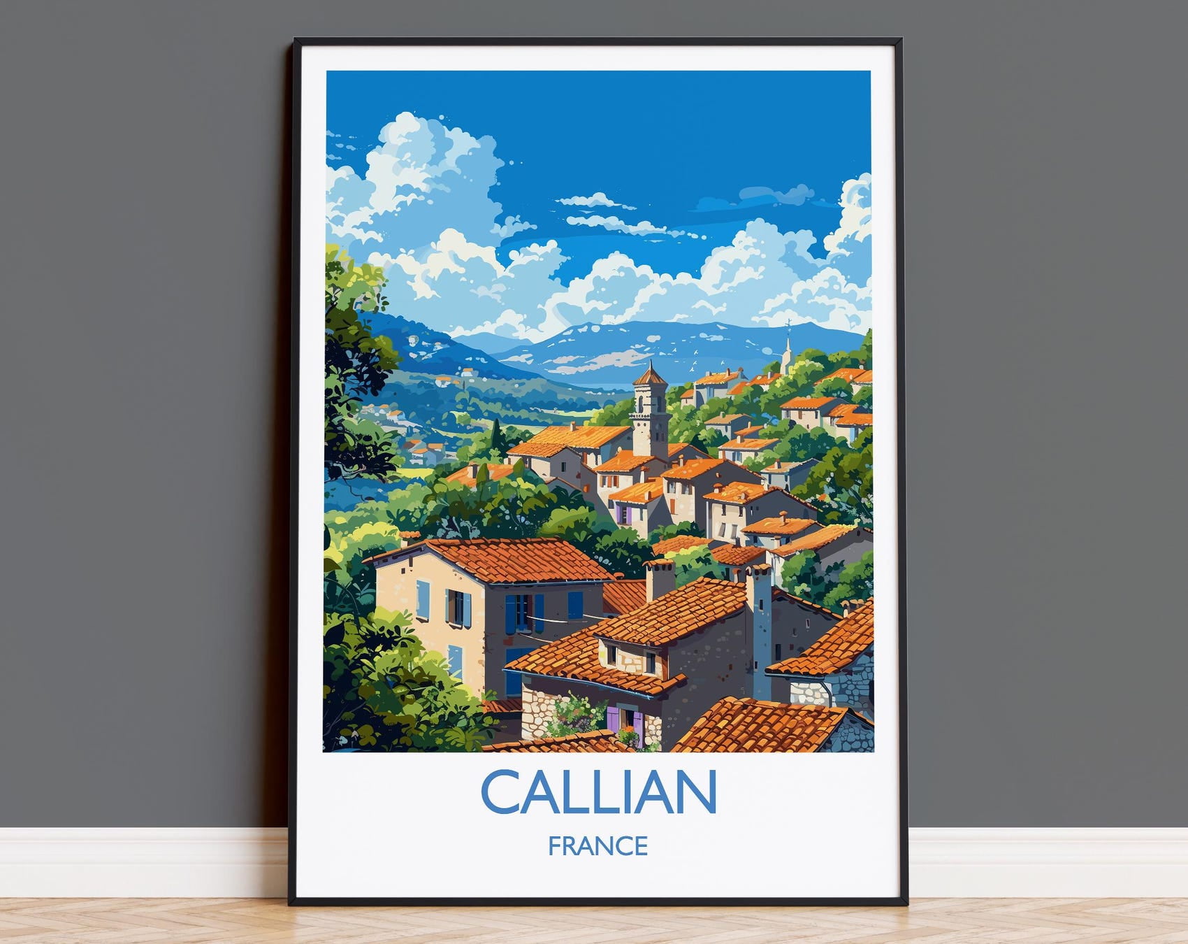 Callian Travel Poster Wall Art, Travel Print of Callian, Cote D'Azur ...