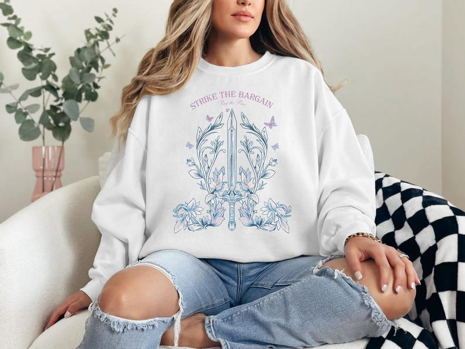 Callie Hart Quicksilver Sweatshirt, Trendy Floral Sword Fantasy Shirt ...