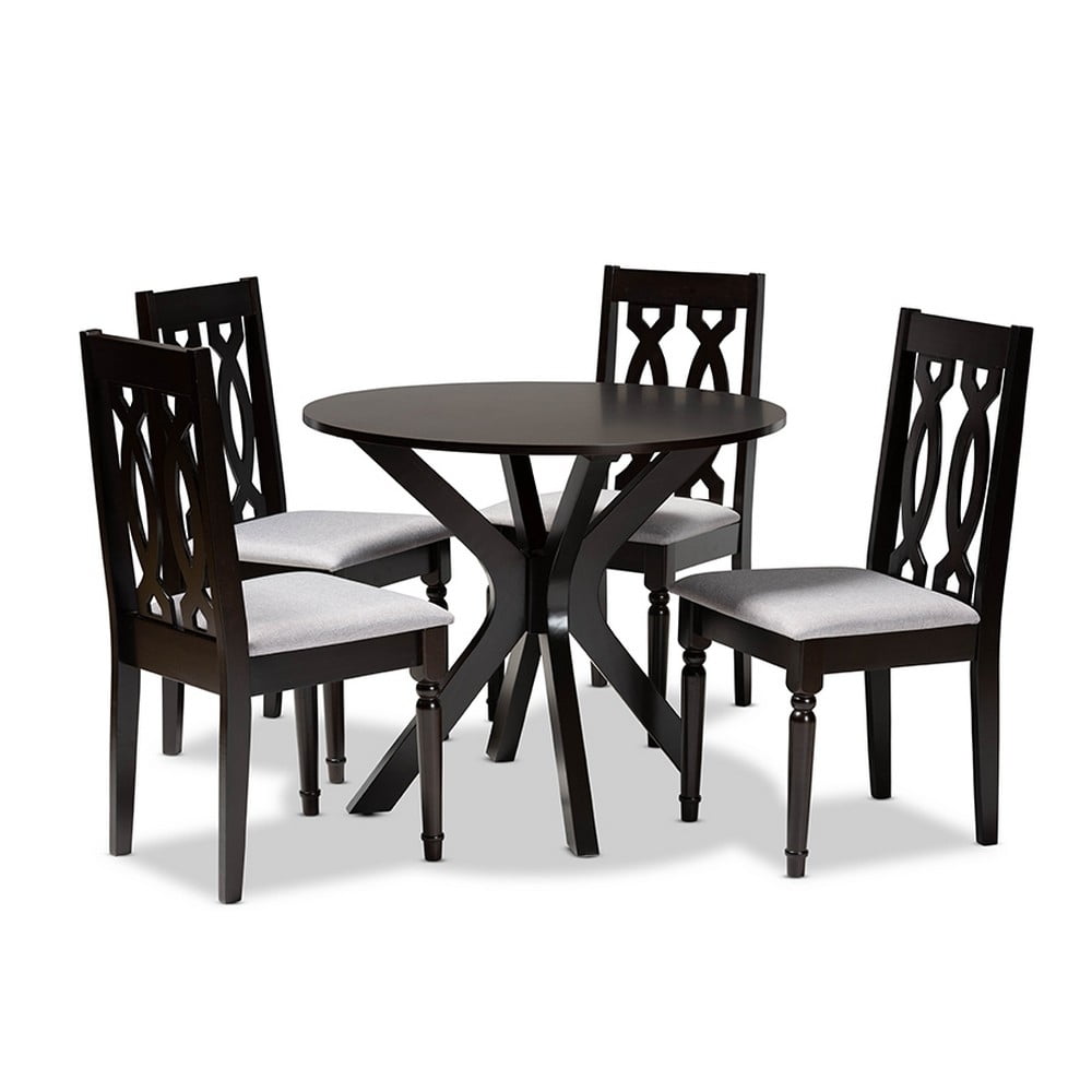 Callie Modern and Contemporary Grey Fabric Upholstered and Wood 5-Piece ...