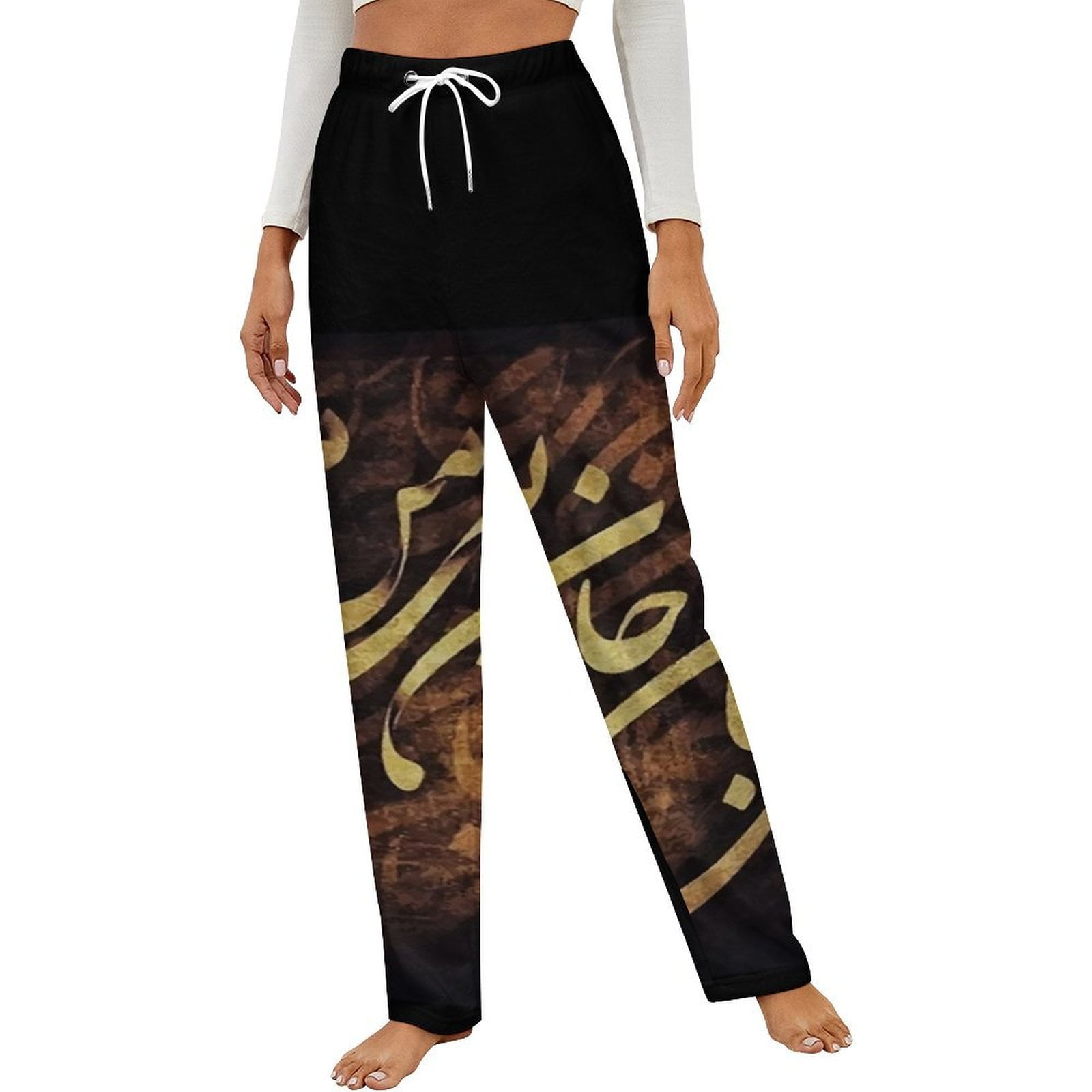 Calligraphy Of A Persian Poem Winter Female Pants Flannel High Waist ...