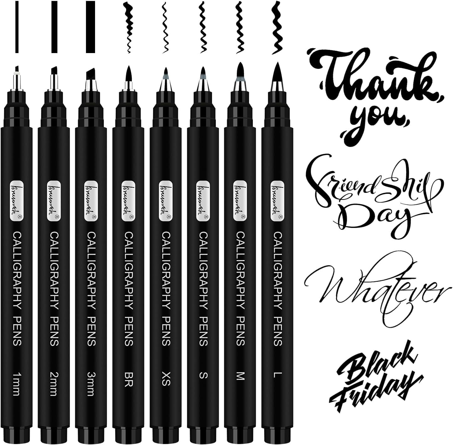 Calligraphy Pens,8 Size Calligraphy Pens for Writing,Brush Pens ...