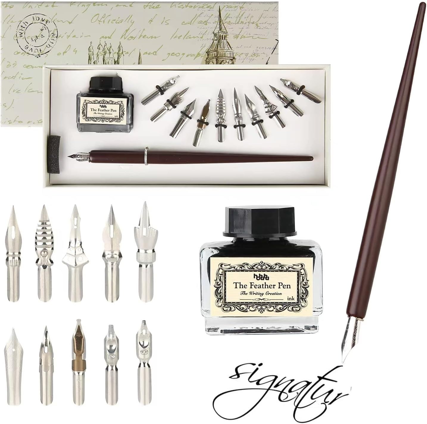 Calligraphy Set for Beginners Quill Pen and Ink Set Fancy Pens with ...