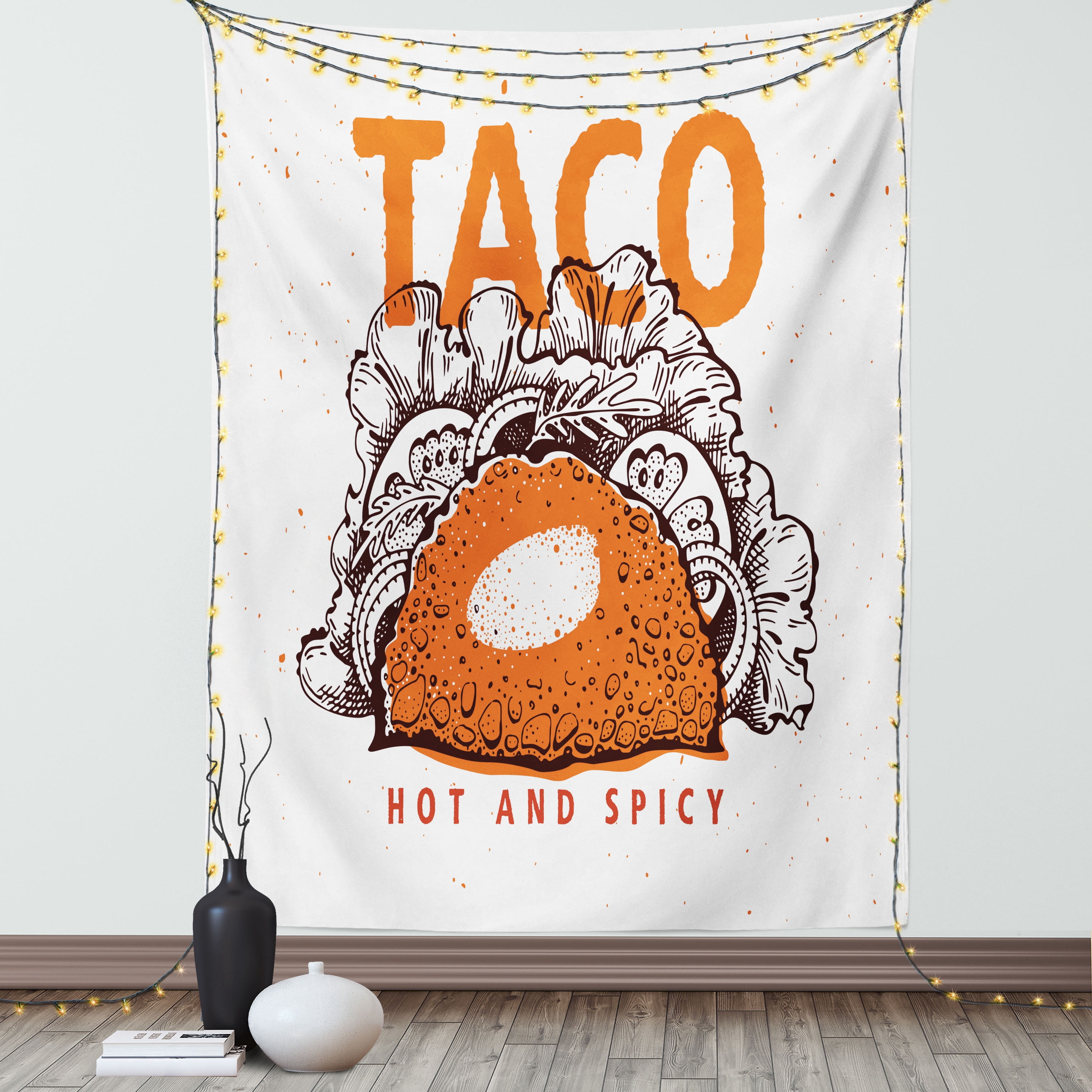 Calligraphy Tapestry, Taco with Hot and Spicy Mexican Traditional Snack ...