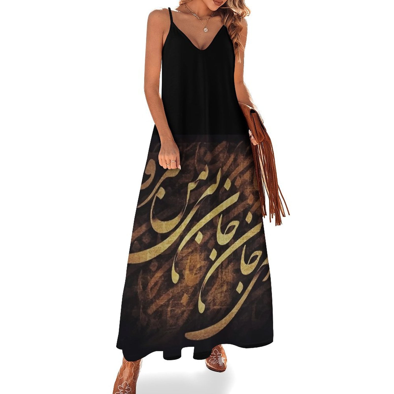 Calligraphy of A Persian Poem Sleeveless Dress loose women's dress ...
