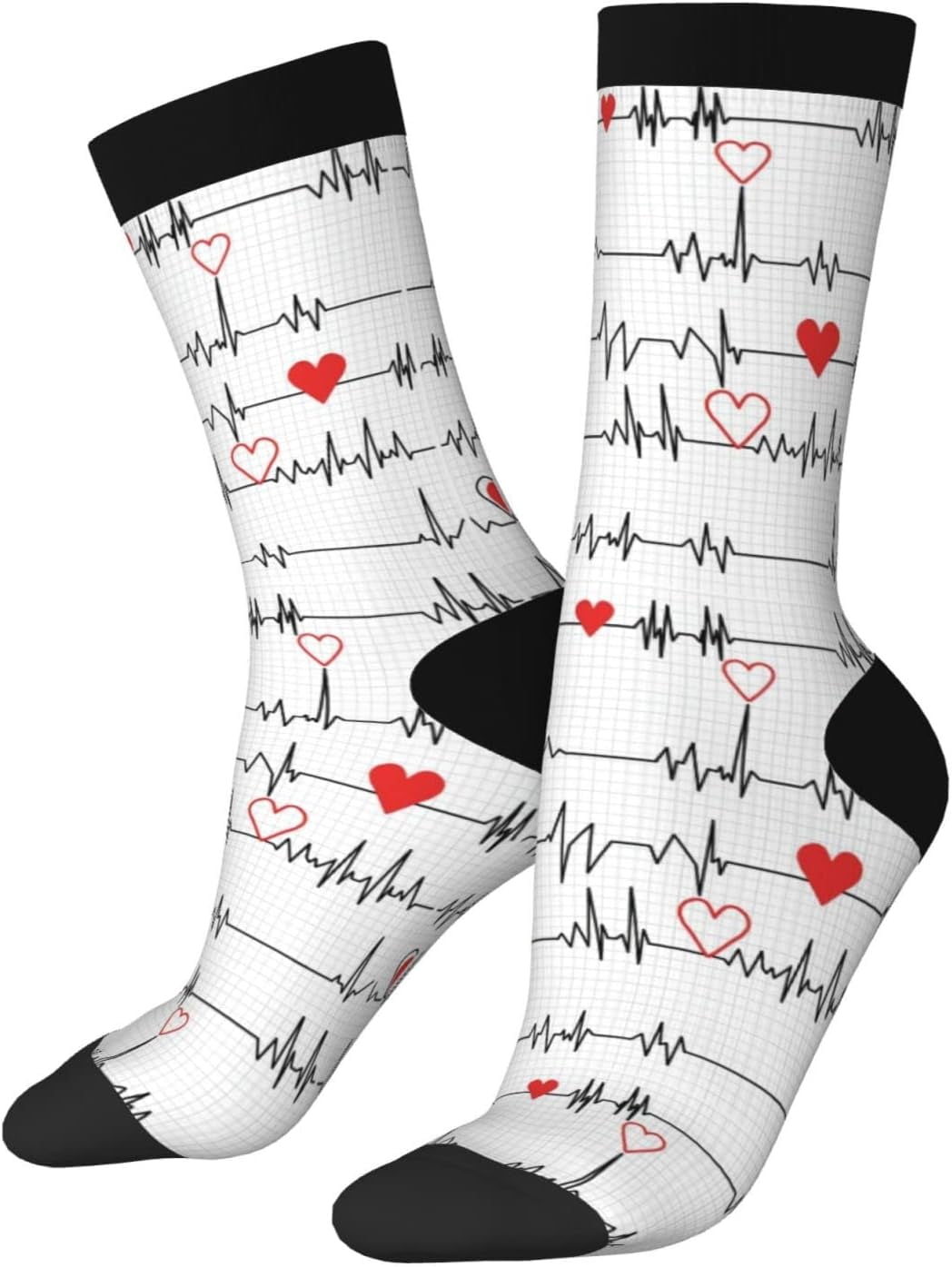 Calling Nurses White Heart Beat Novelty Crew Socks Crazy Socks Casual ...