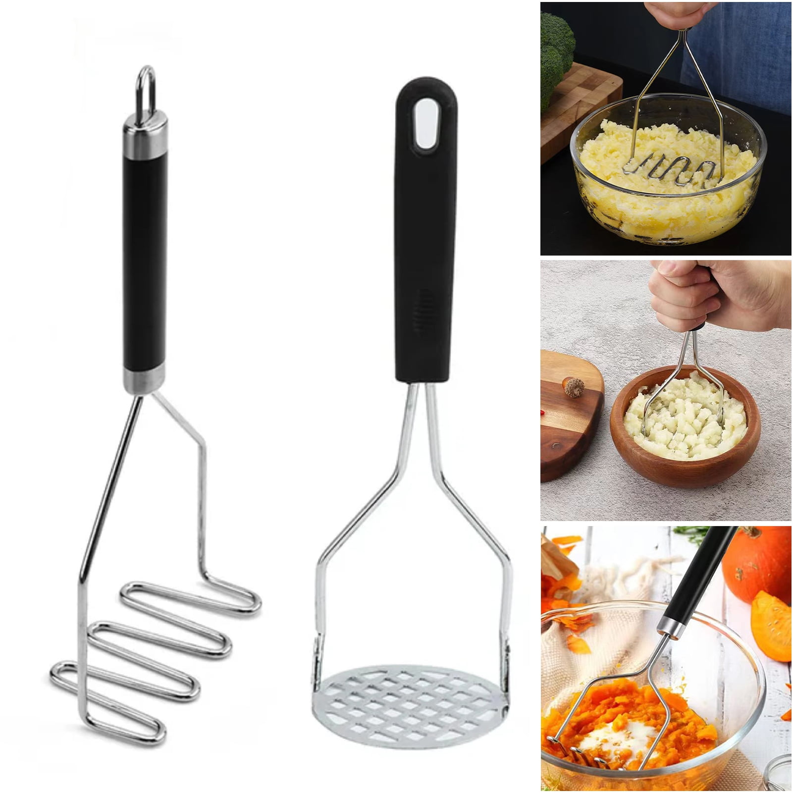Callipe 1/2Pcs Potato Masher Set Stainless Steel Potato Press ...