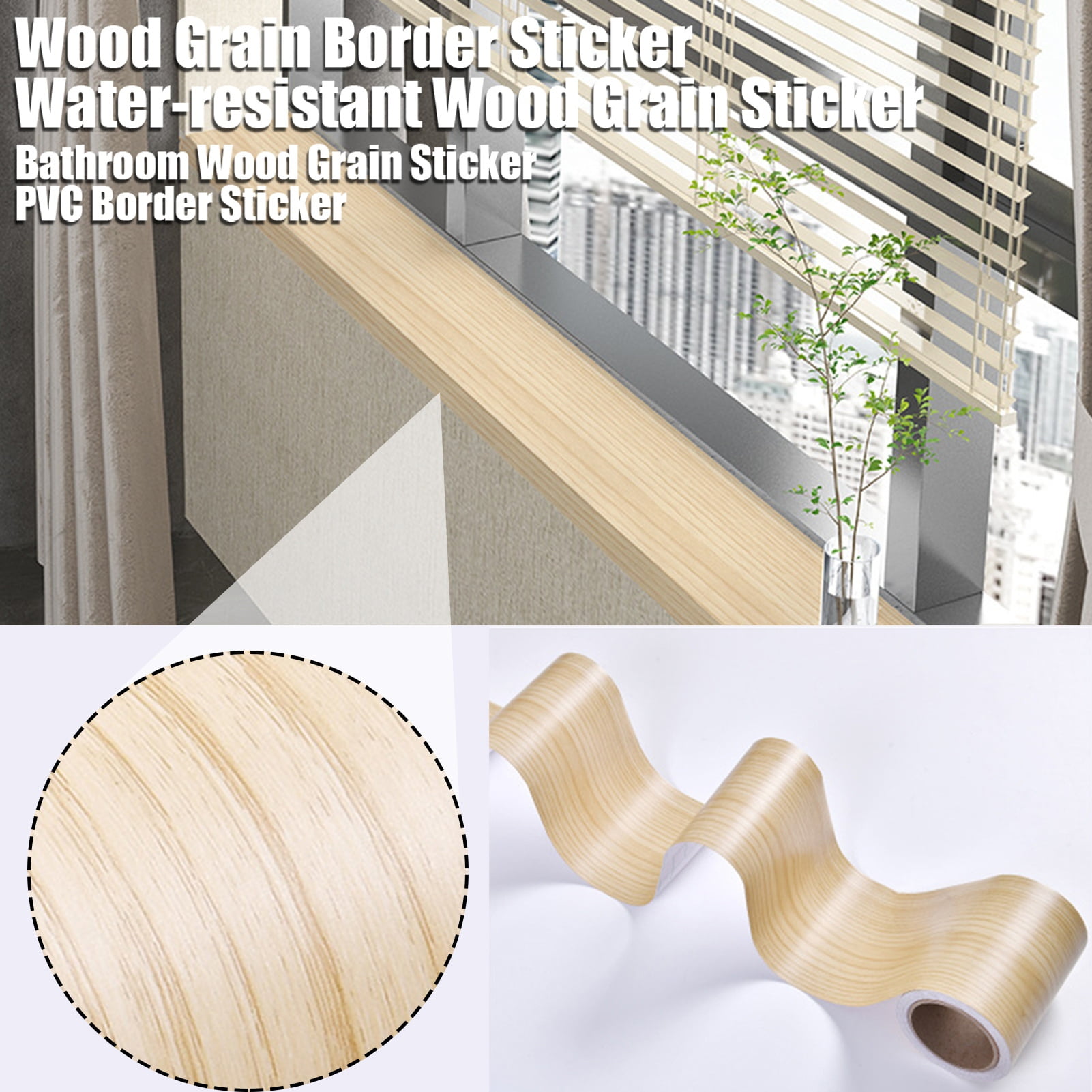 Callipe 1 Roll 5CM/10CMx10M Wood Grain Border Sticker Waterproof PVC ...