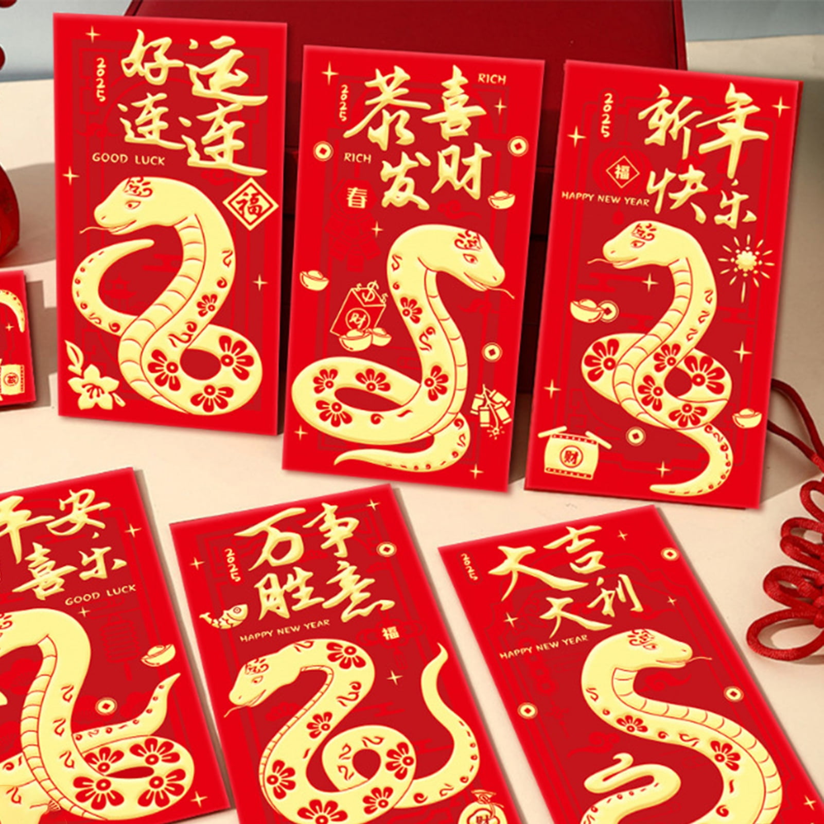 Callipe 12Pcs Chinese New Year Red Envelopes 2025 Year of The Snake Red ...