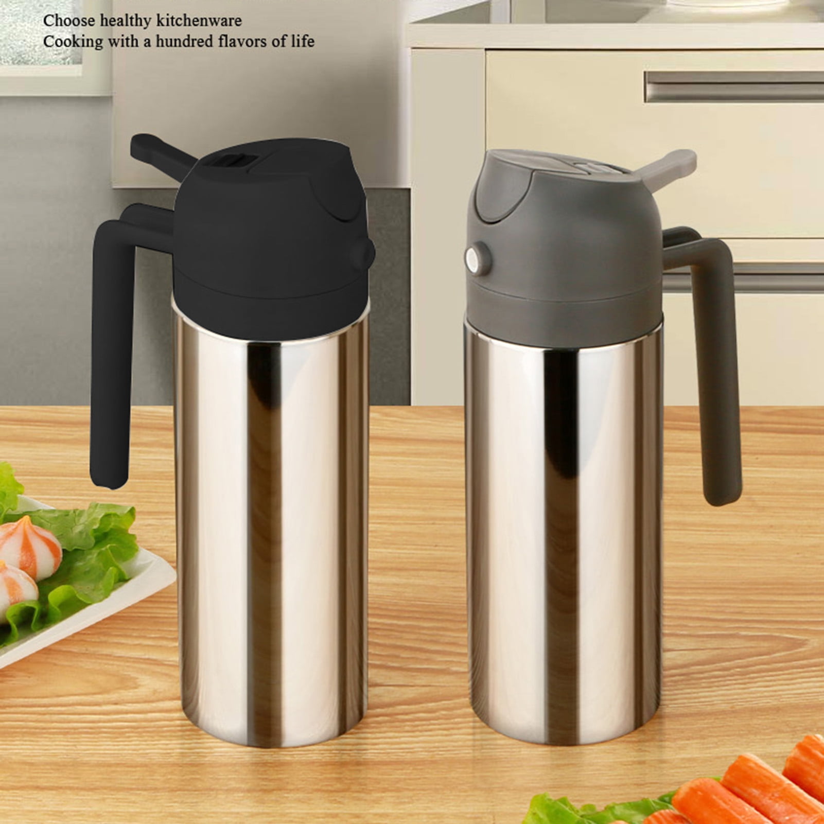 Callipe 2 in 1 Oil Dispenser Bottle for Kitchen 360/430/500ml Stainless Steel Oil Mister with ...