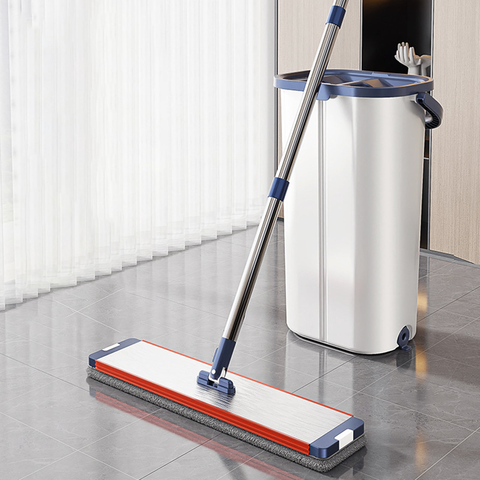 Callipe 2/4/6Pcs Lazy Mop Microfiber Mop Flat Mop Bucket System with ...
