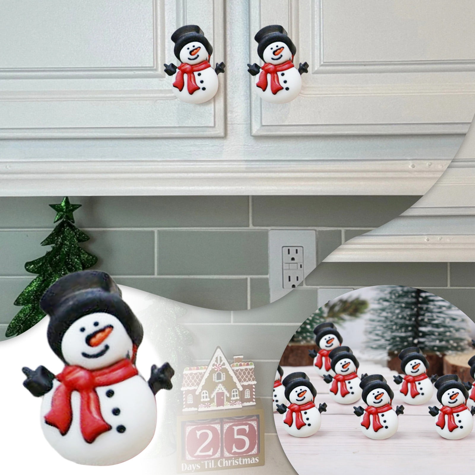 Callipe 2Pcs Christmas Cabinet Knob Cartoon Snowman Dresser Closet Knob Holiday Drawer Pulls ...